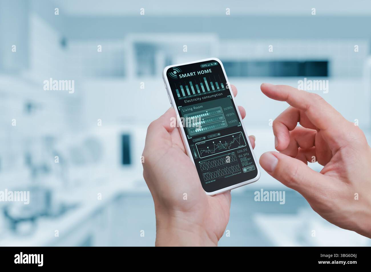 smart home, wireless home lighting system application screen on ...
