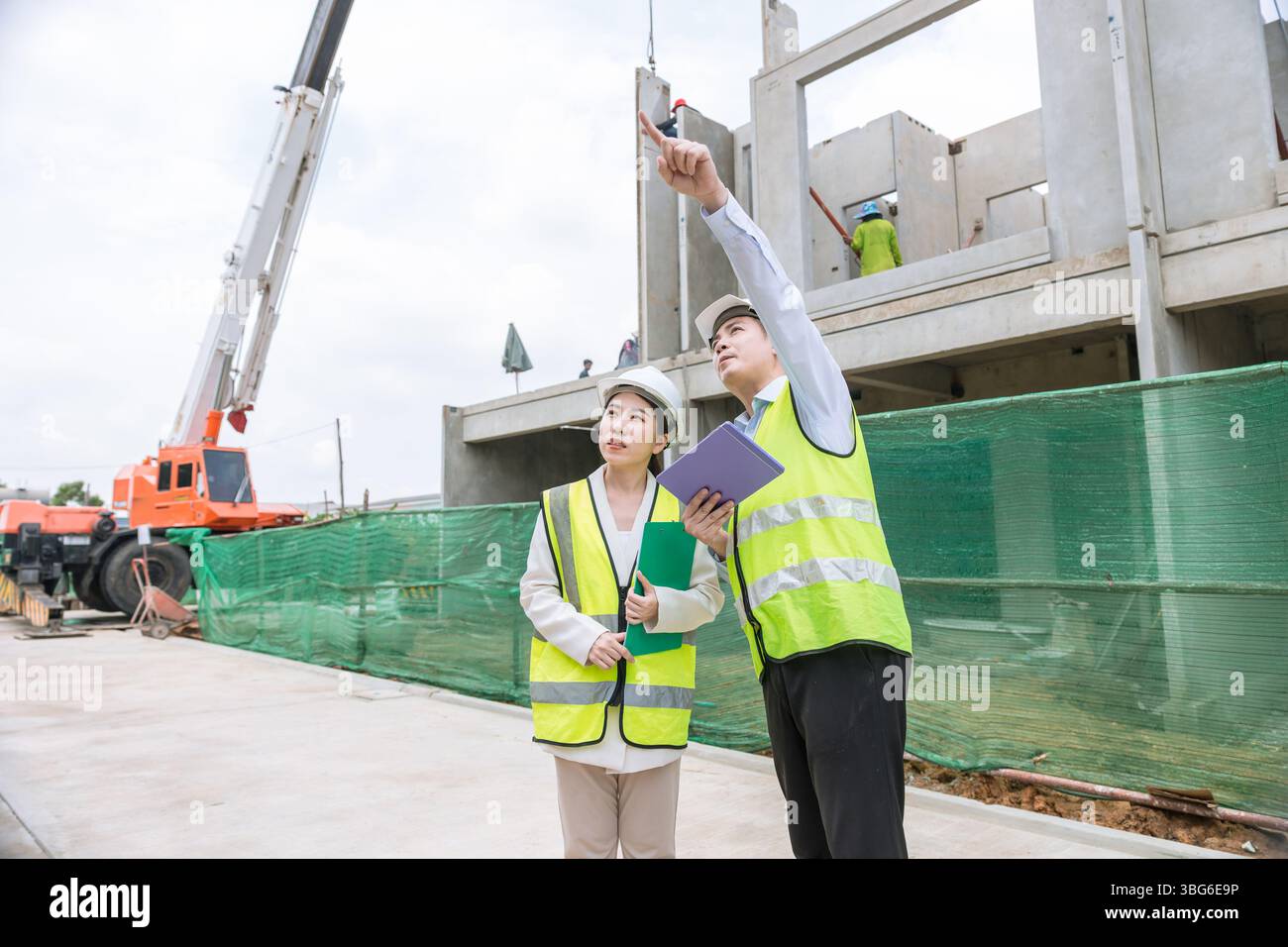 Construction engineer builder working team, Lead architect manager site ...