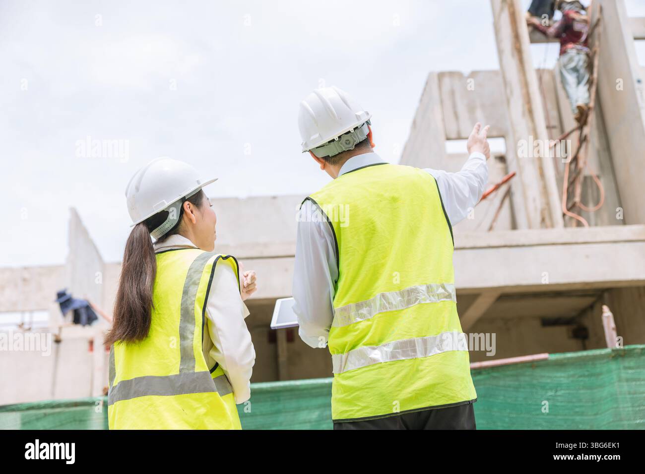 Construction engineer builder working team, Lead architect manager site ...