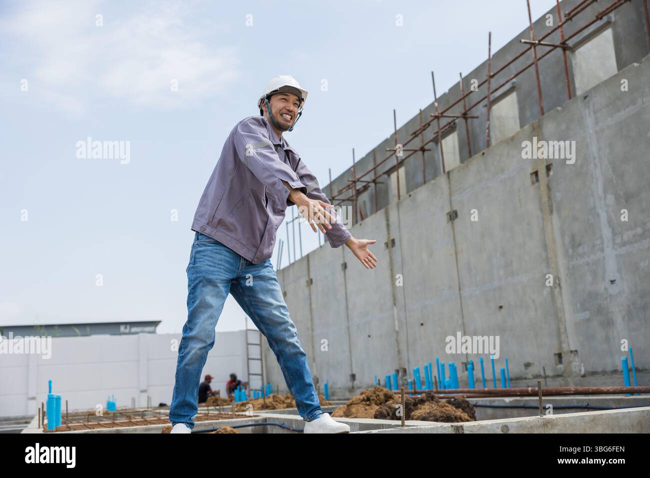 Radio Taiso, Japanese engineer worker doing calisthenics stretching ...