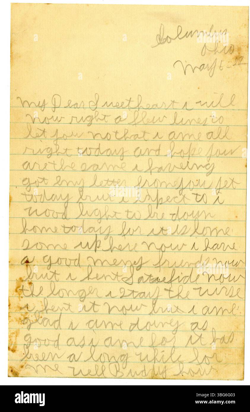 This letter, written by Charles Keplar to his family on May 6, 1922 ...