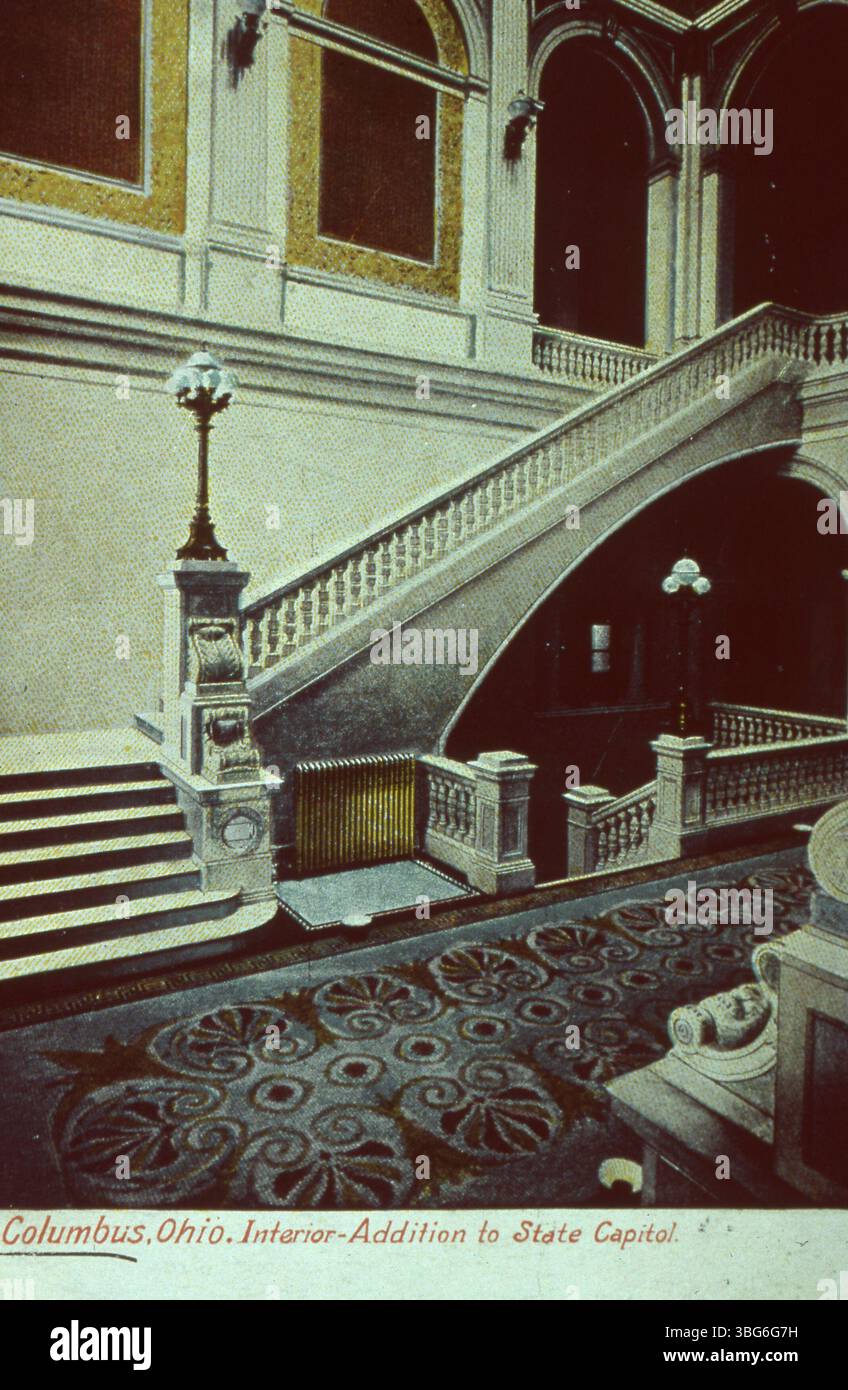 This color photograph from 1909 depicts the Grand Staircase inside the ...
