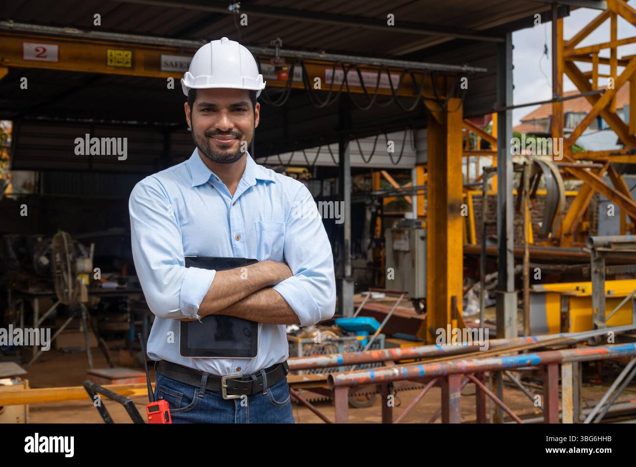 Portrait Hispanic Indian construction engineer male worker at ...