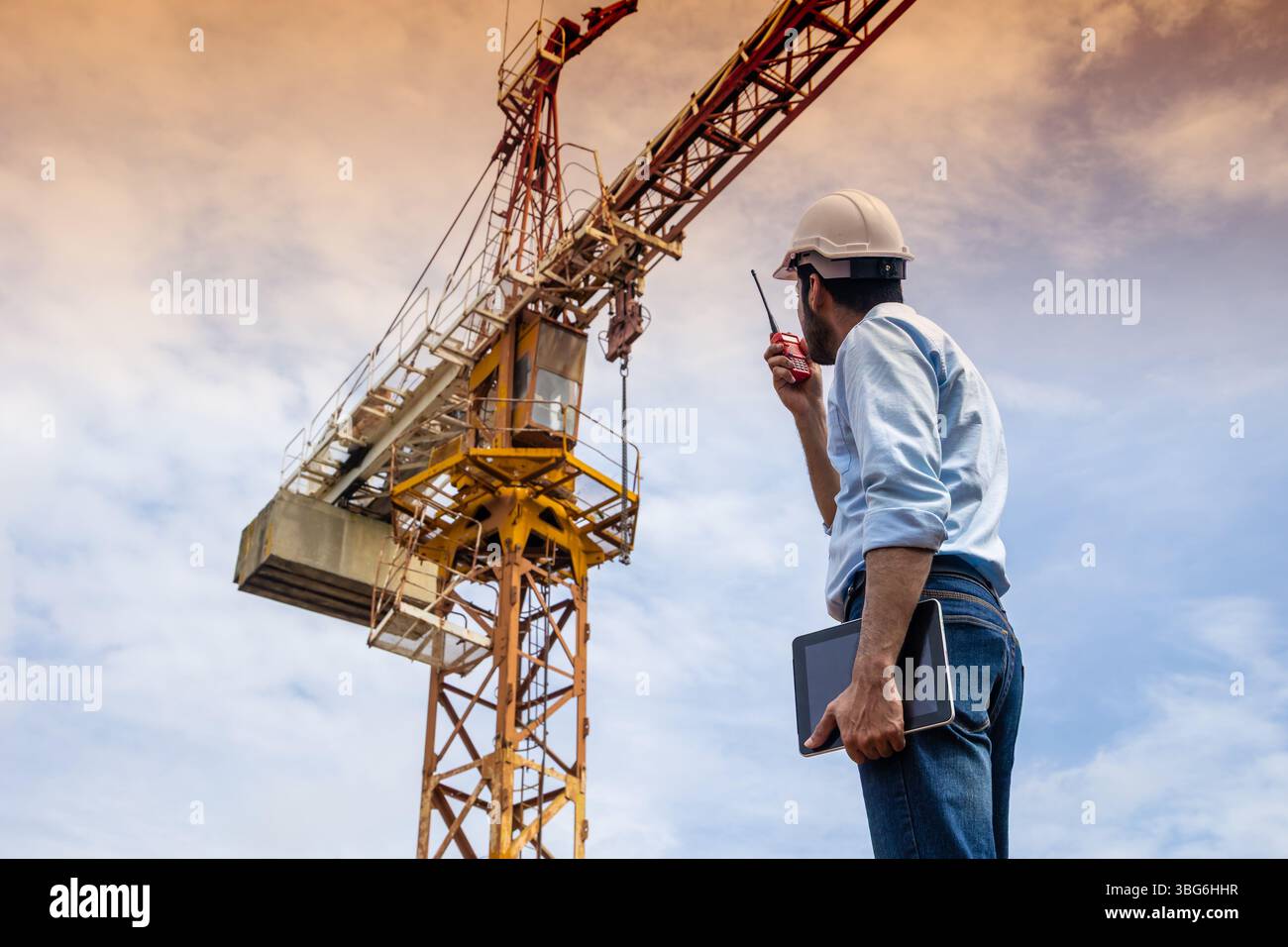 Hispanic Indian professional construction engineer working control ...