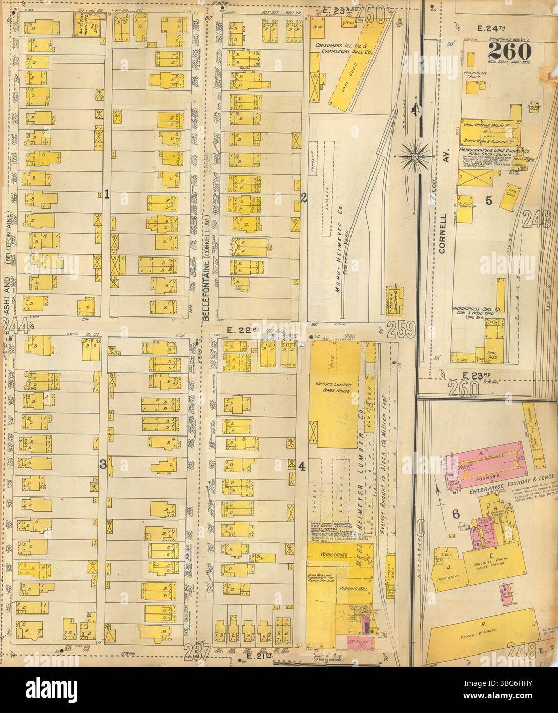 The 1898 Sanborn Map #260 offers a detailed account of Indianapolis ...