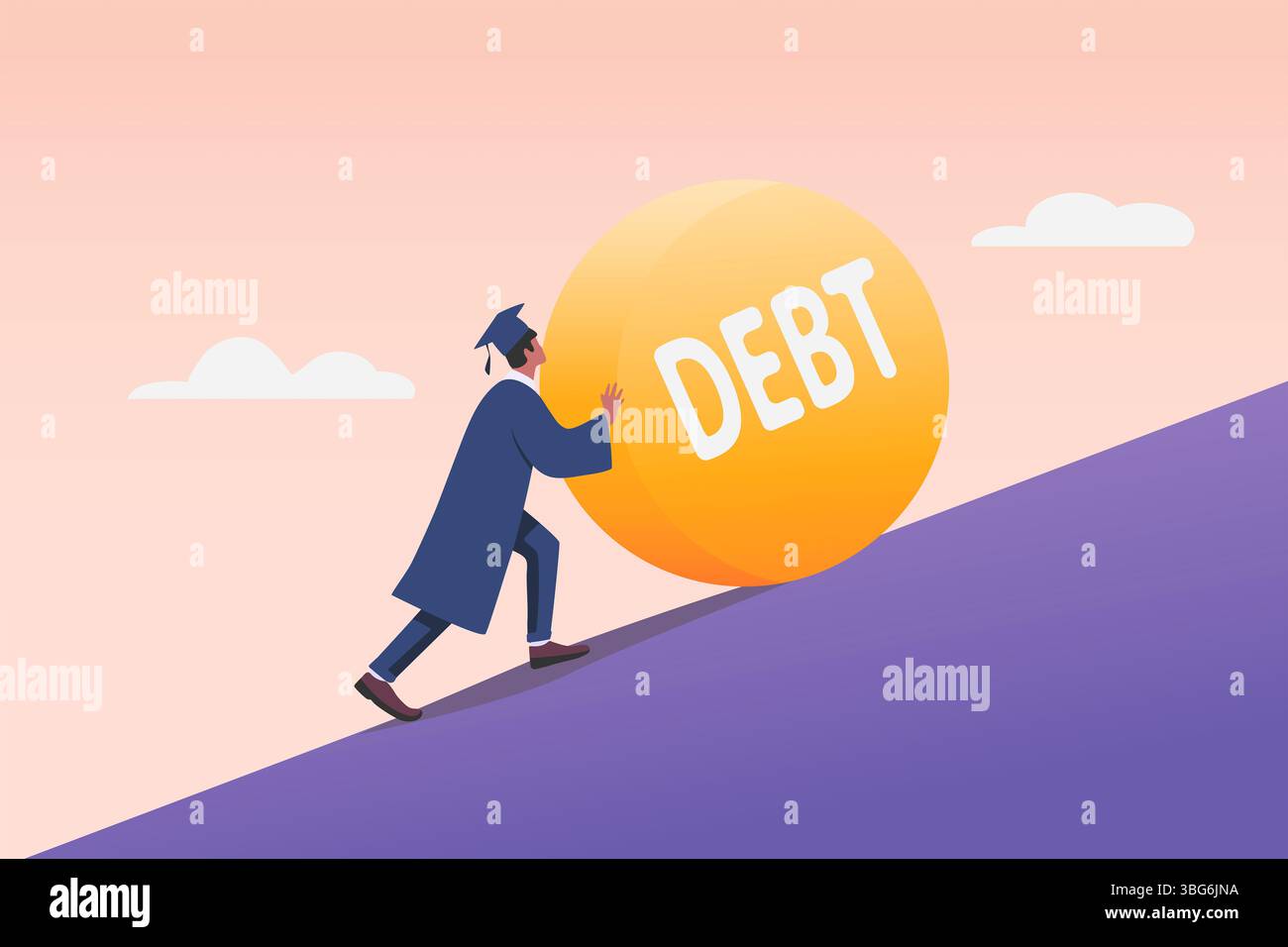 debt student loan concept, economic crisis, struggle graduate student ...