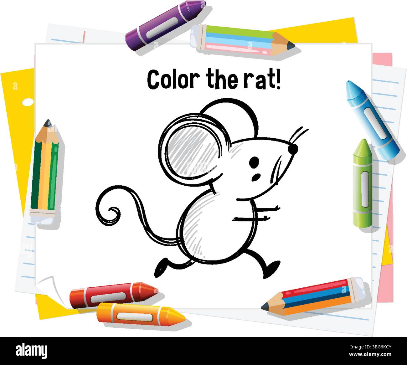 A playful rat drawing with coloring tools Stock Vector Image & Art - Alamy