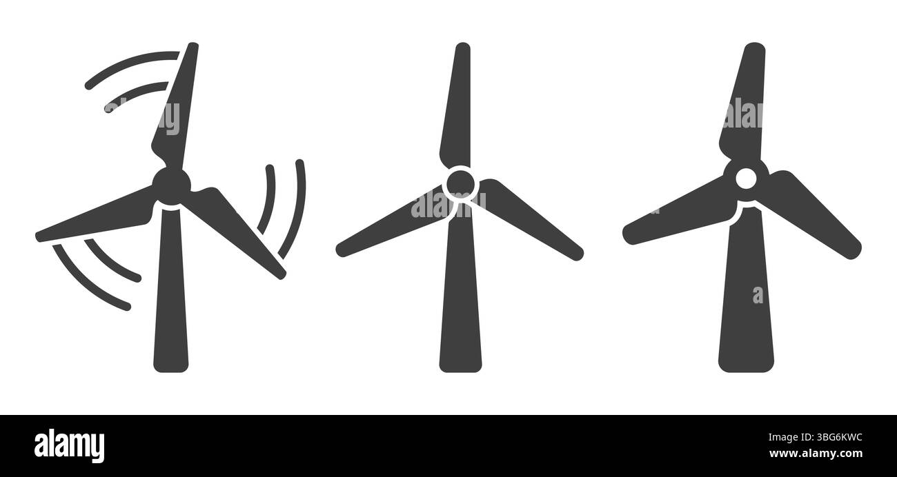 Wind turbine power symbol icon set. Windmill power plant ecology energy ...