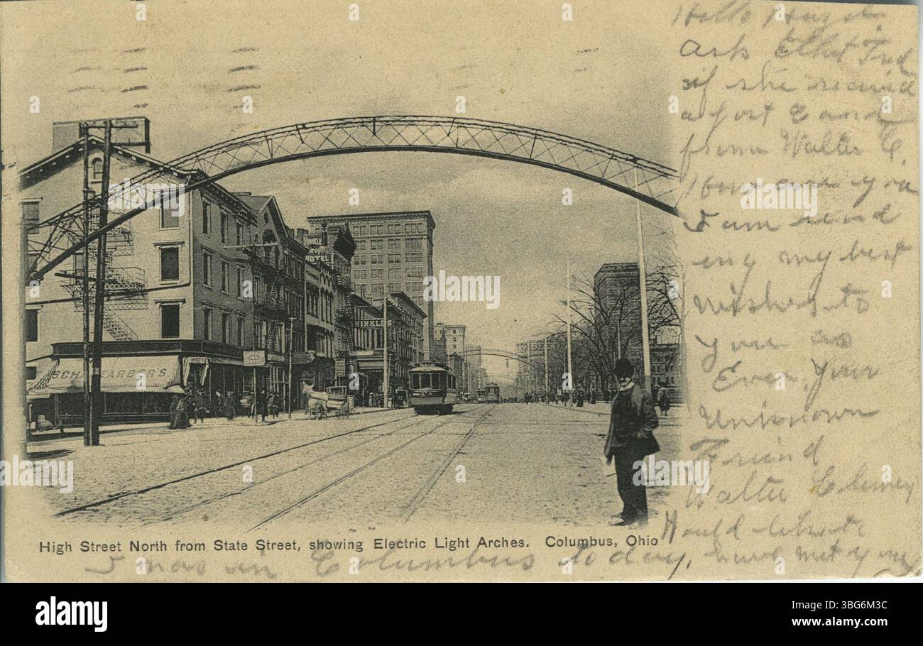 Black and white photo from 1907 showing North High Street, Columbus ...