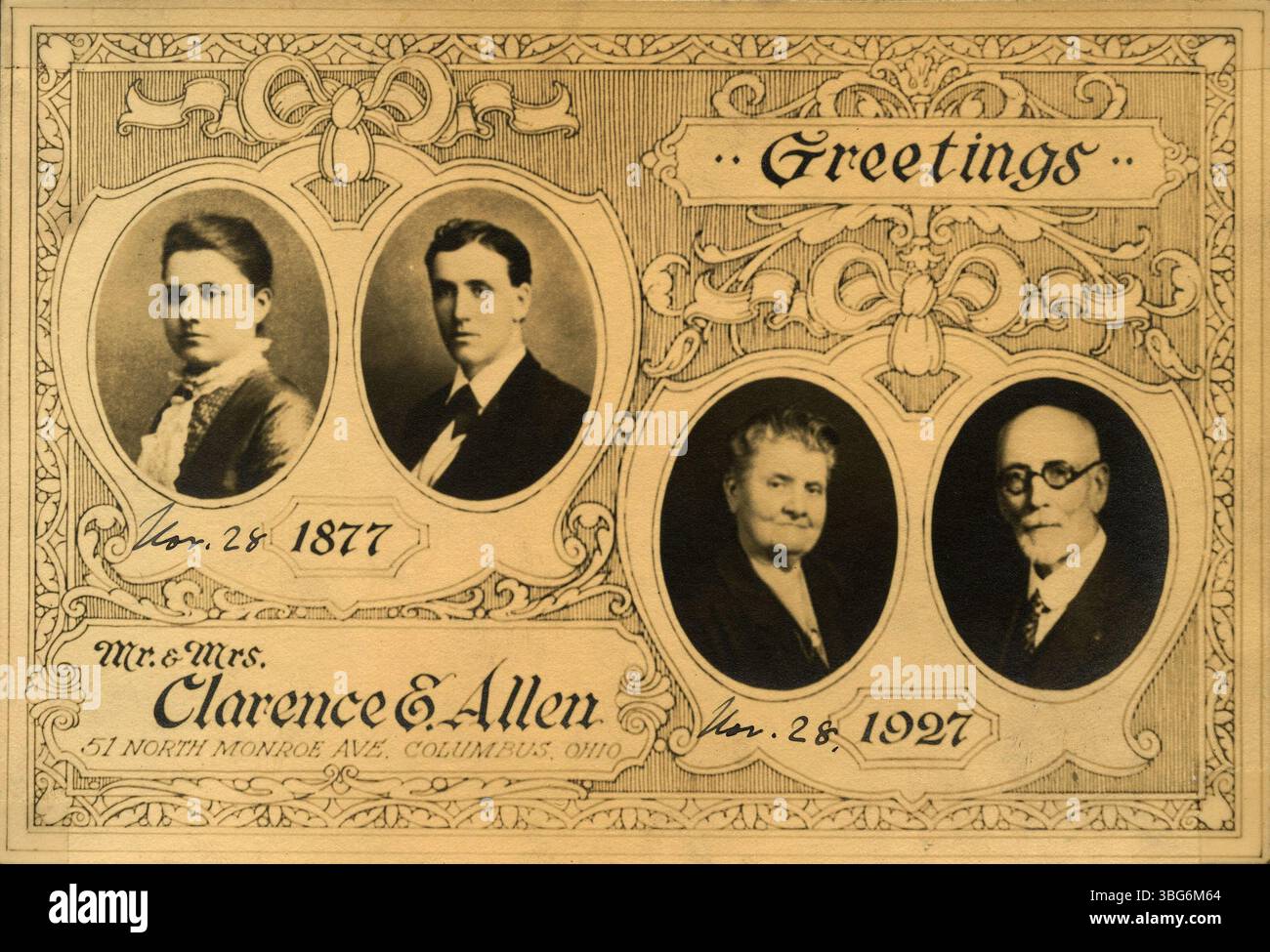 The 1927 Allen's 50th Wedding Anniversary and Holiday Greetings Card ...