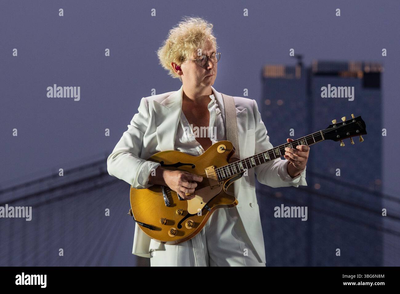 New York, NY, June 3, 2025: Hugh Harris performs as part of The Kooks ...