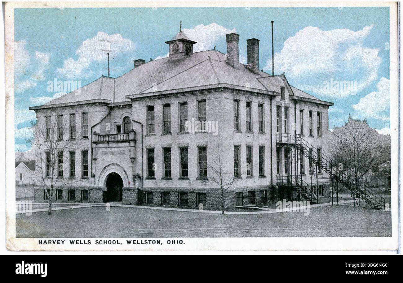 This 1924 photograph depicts the Harvey Wells School in Wellston, Ohio ...