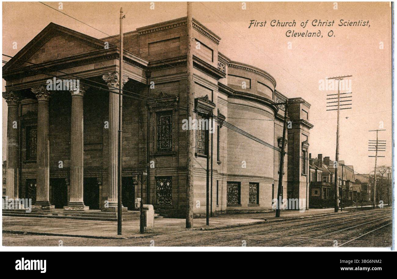 This 1908 image features the First Church of Christ, Scientist, located in Cleveland, Ohio. The ...