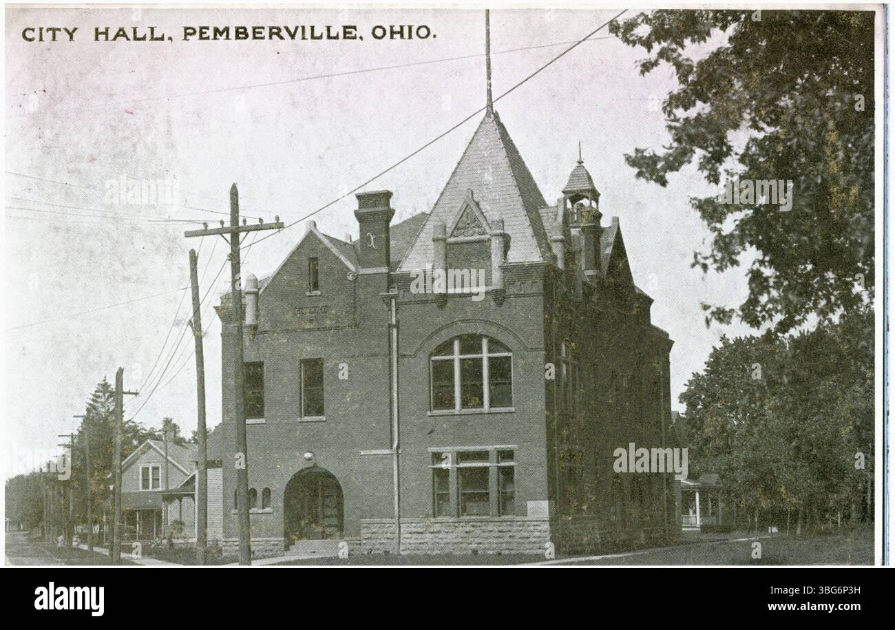 A 1907 view of the City Hall in Pemberville, Ohio, completed in 1892 ...