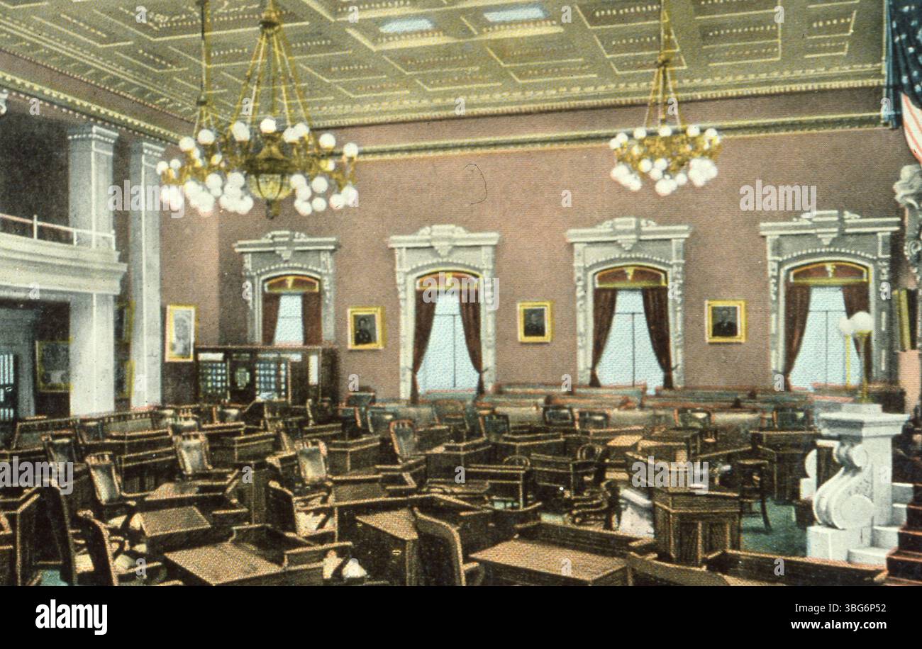 This color photograph depicts the interior of the Ohio Senate Chamber ...