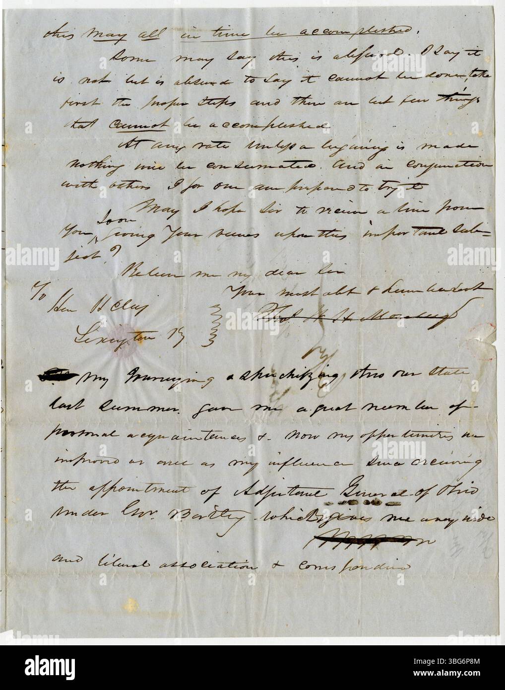 A letter dated August 13, 1845, from Thomas W.H. Moseley to Henry Clay ...