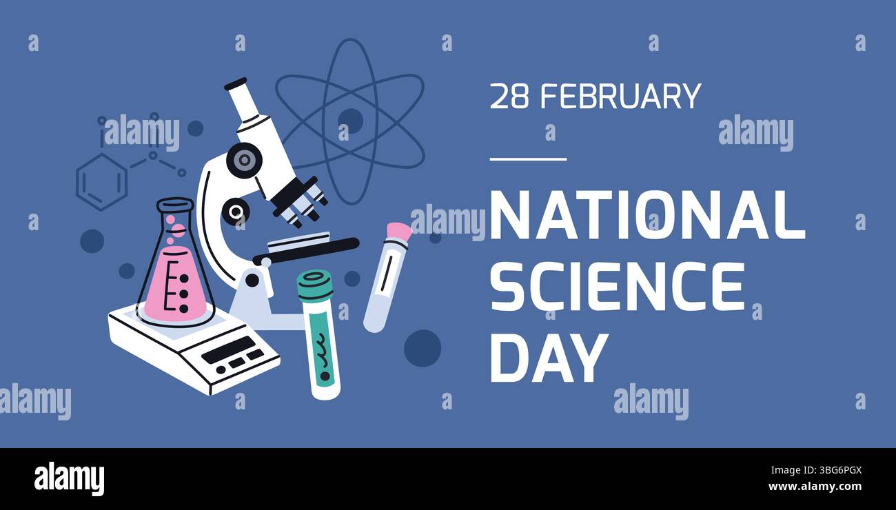 Science day poster. Chemistry or biology laboratory tools, experiments ...