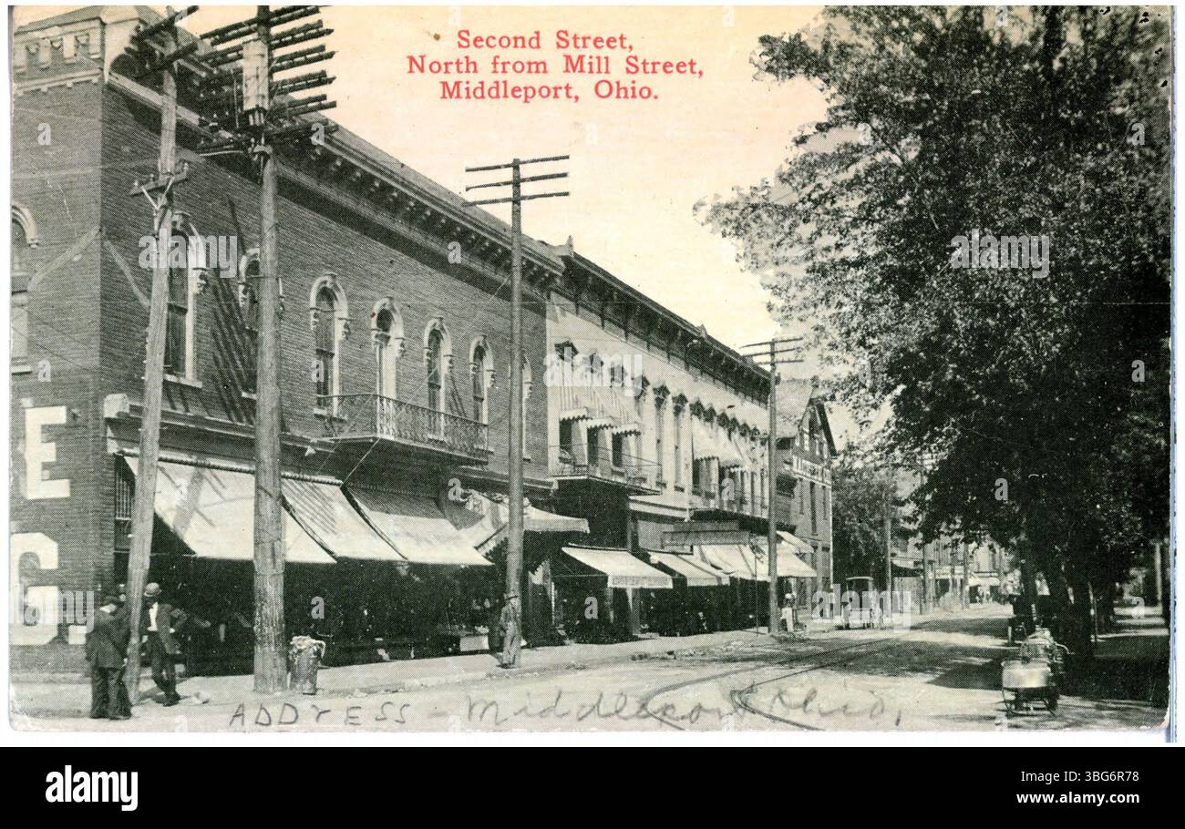 This 1917 black and white photograph shows retail stores along Second ...