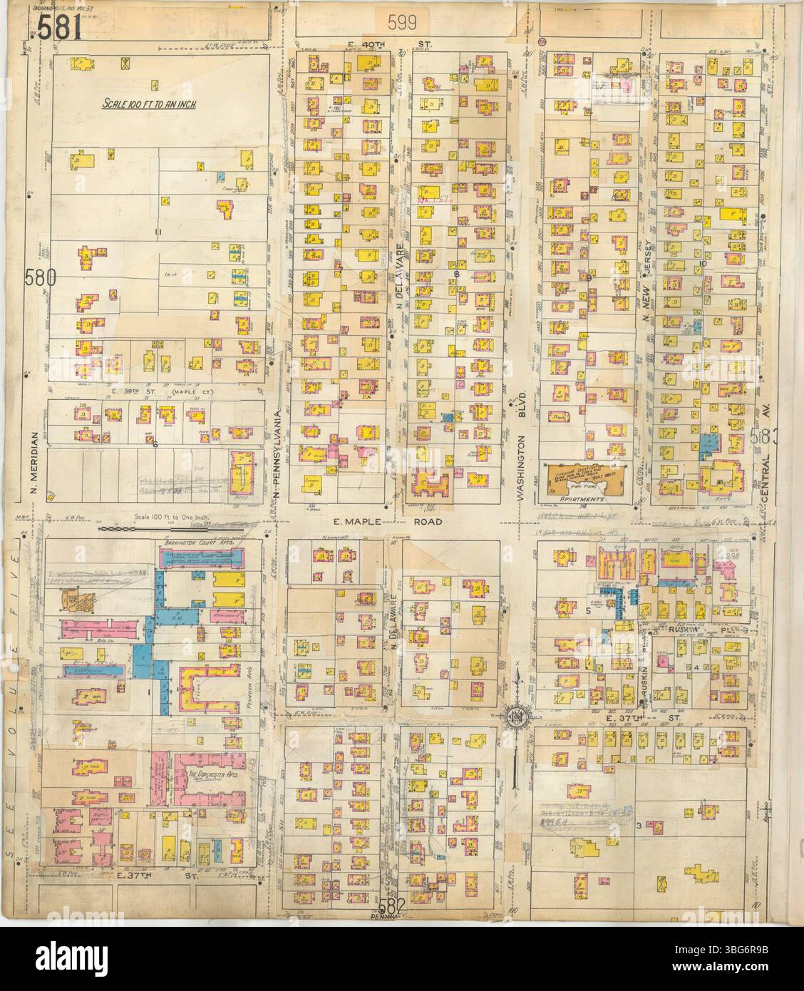 Sanborn Map #581 of Indianapolis, dated 1941, details the city's urban ...