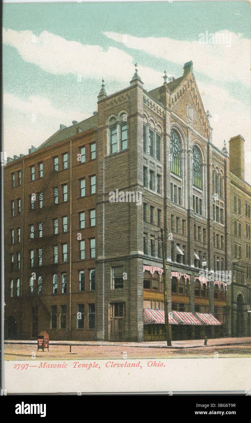 Color postcard showing the Masonic Temple in Cleveland, Ohio. The ...