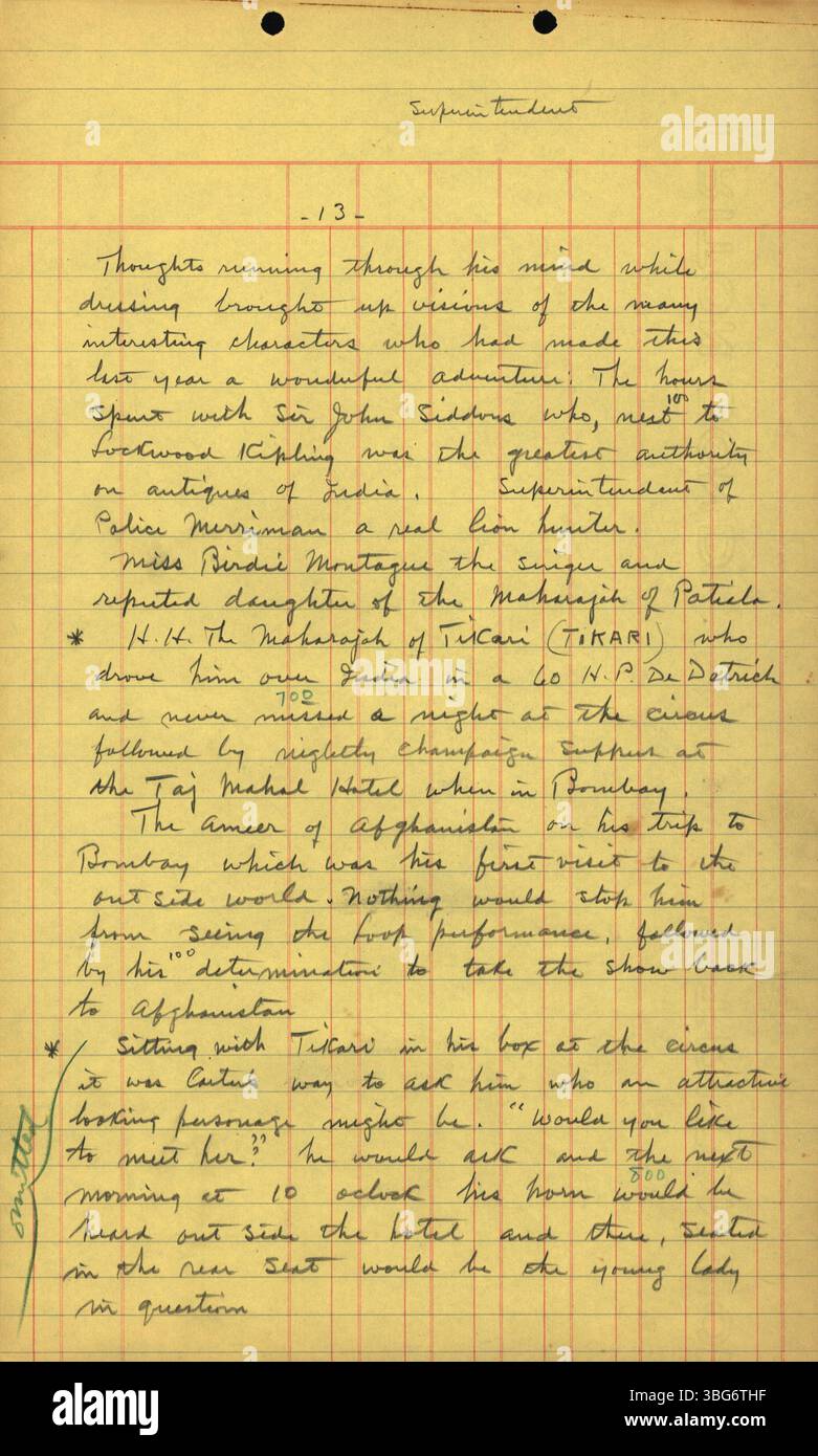 Conn Baker's 'Sensation of Two Continents' manuscript records his ...