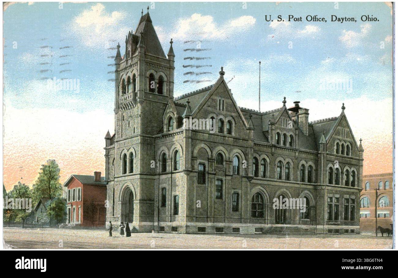 This 1910 image depicts the U.S. Post Office in Dayton, Ohio ...