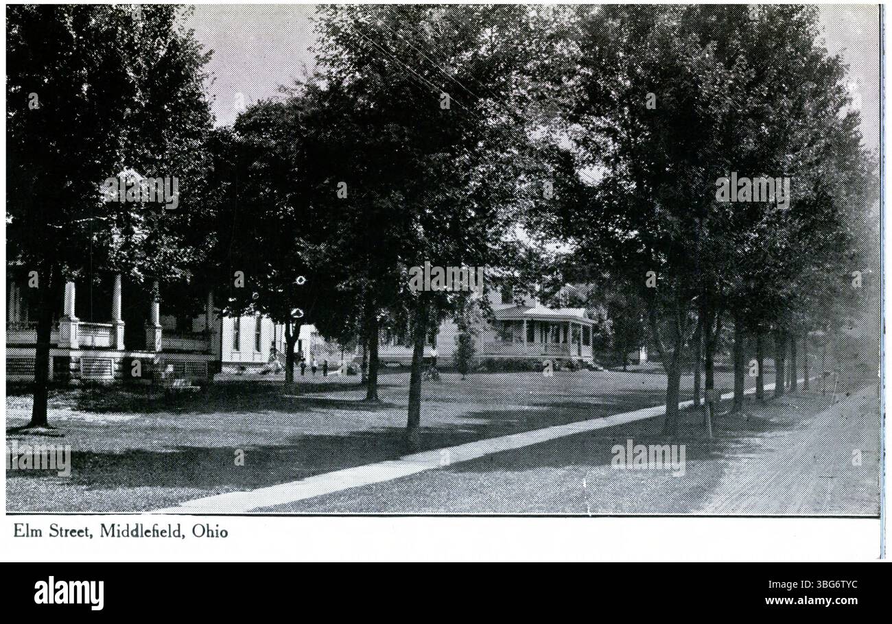 1909 black and white image of homes along unpaved Elm Street in ...