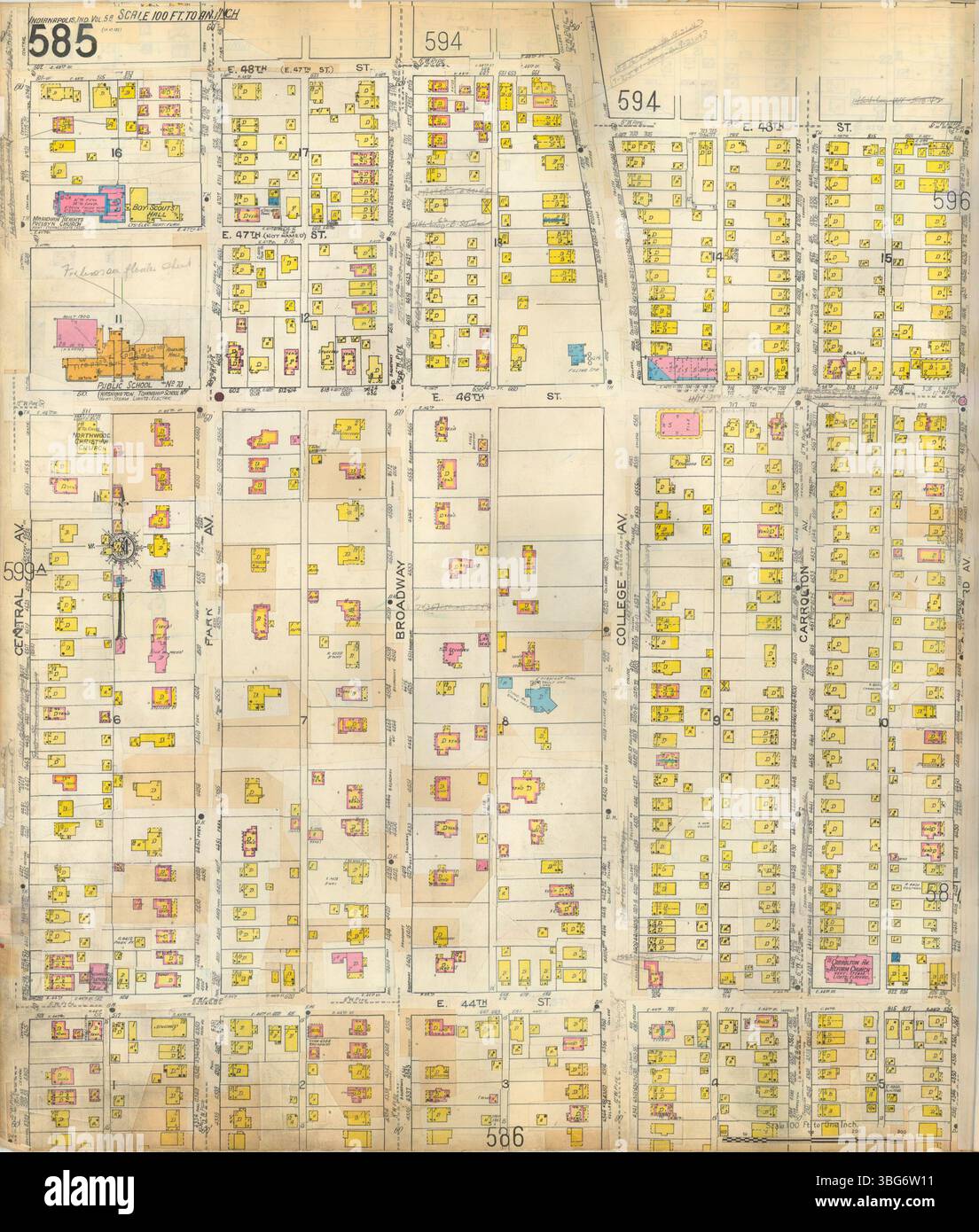 The Indianapolis Sanborn Map #585 from 1939 depicts detailed property ...