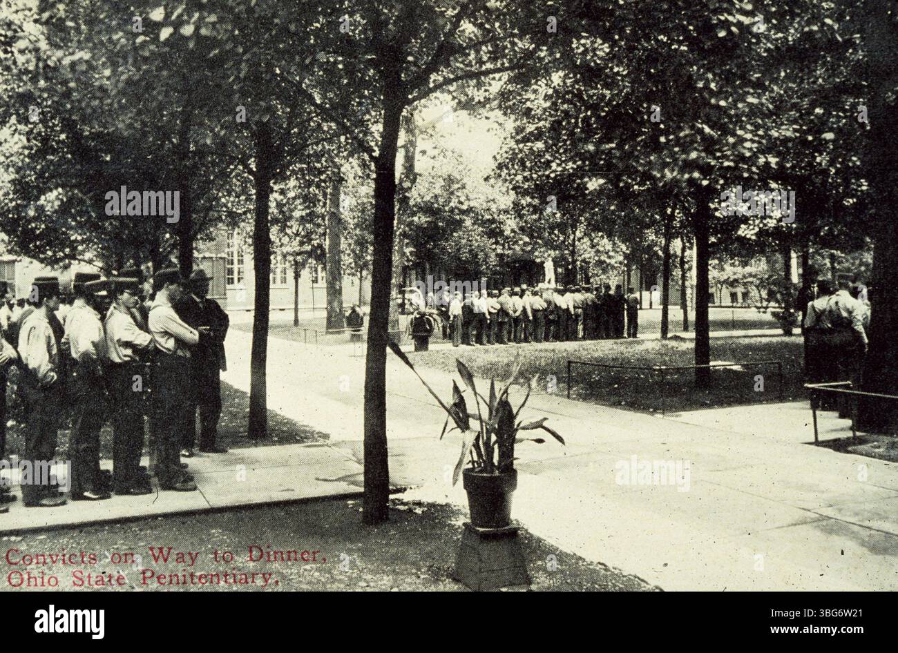 This 1910 postcard shows prisoners in the yard of the Ohio State ...