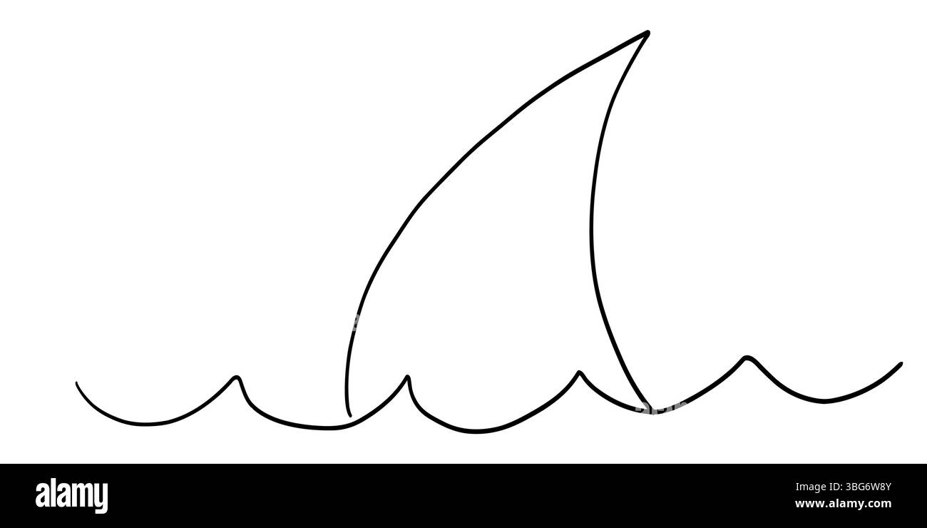 Shark fin line art. Continuous one line drawing of shark fin ...