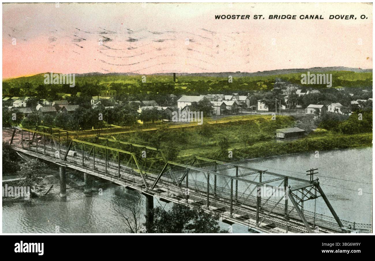 A hand-tinted postcard from 1910 showing the Wooster Street Bridge in ...