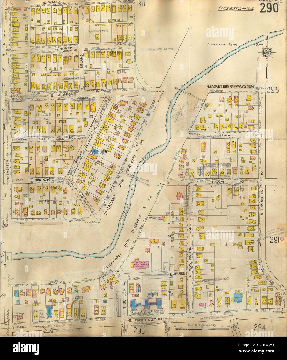 Sanborn Map #290 from 1948 details Indianapolis buildings, lots, and ...
