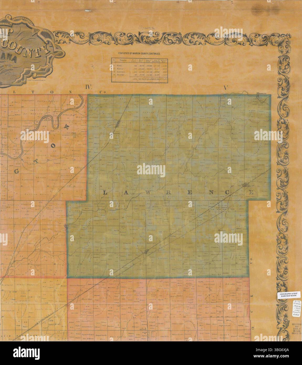 This 1855 map of Marion County, Indiana, was produced by Condit, Wright ...