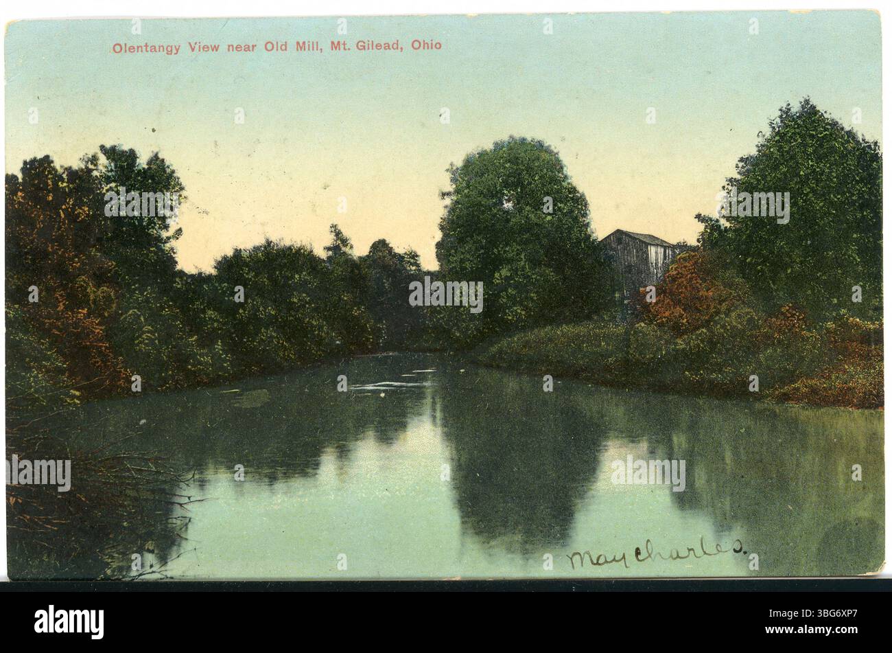 A color postcard from Mt. Gilead, Ohio, showing the Olentangy River and ...