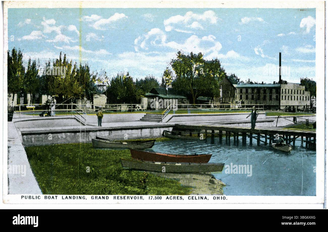 Photograph from 1923 showing the public boat landing at Grand Reservoir ...
