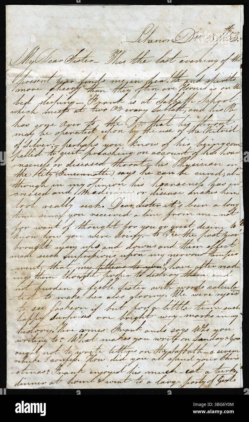 This letter from Jane Coulter to Almyra Brown, written on December 31 ...