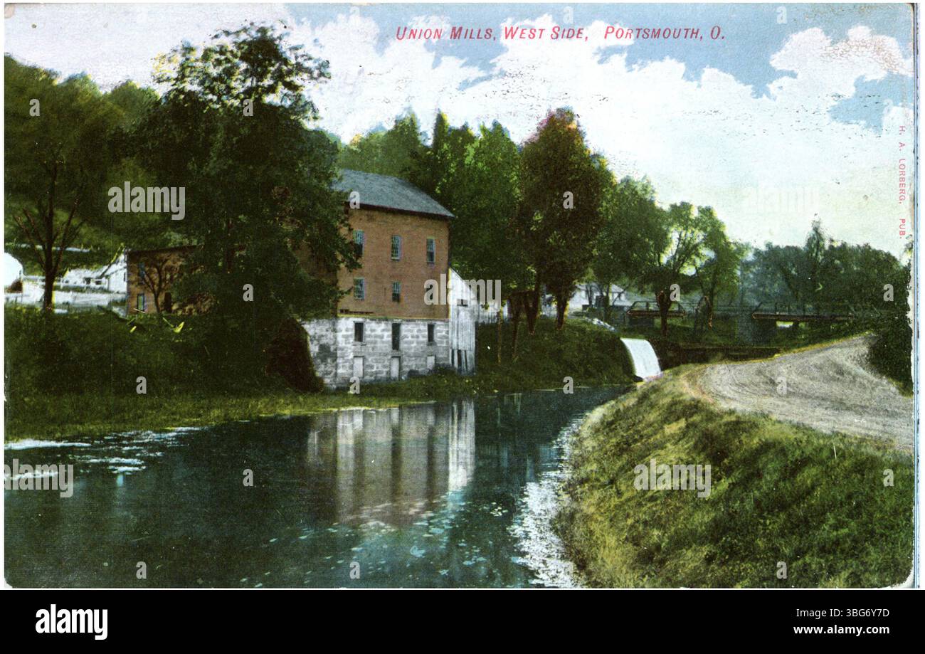 This 1912 photograph shows the Union Mills on the west side of ...