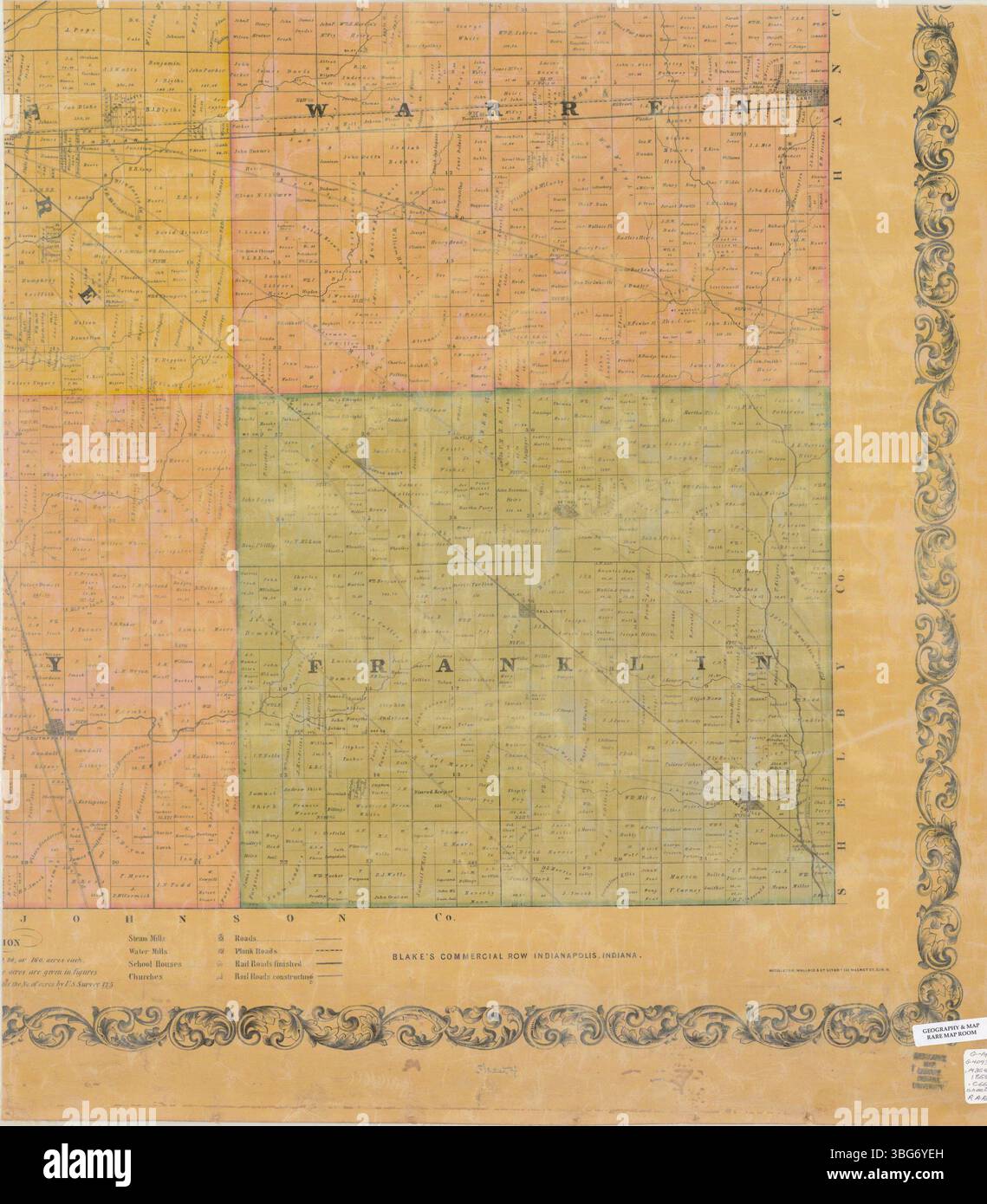 The 1855 map of Marion County, Indiana, by Condit, Wright, & Hayden, is ...