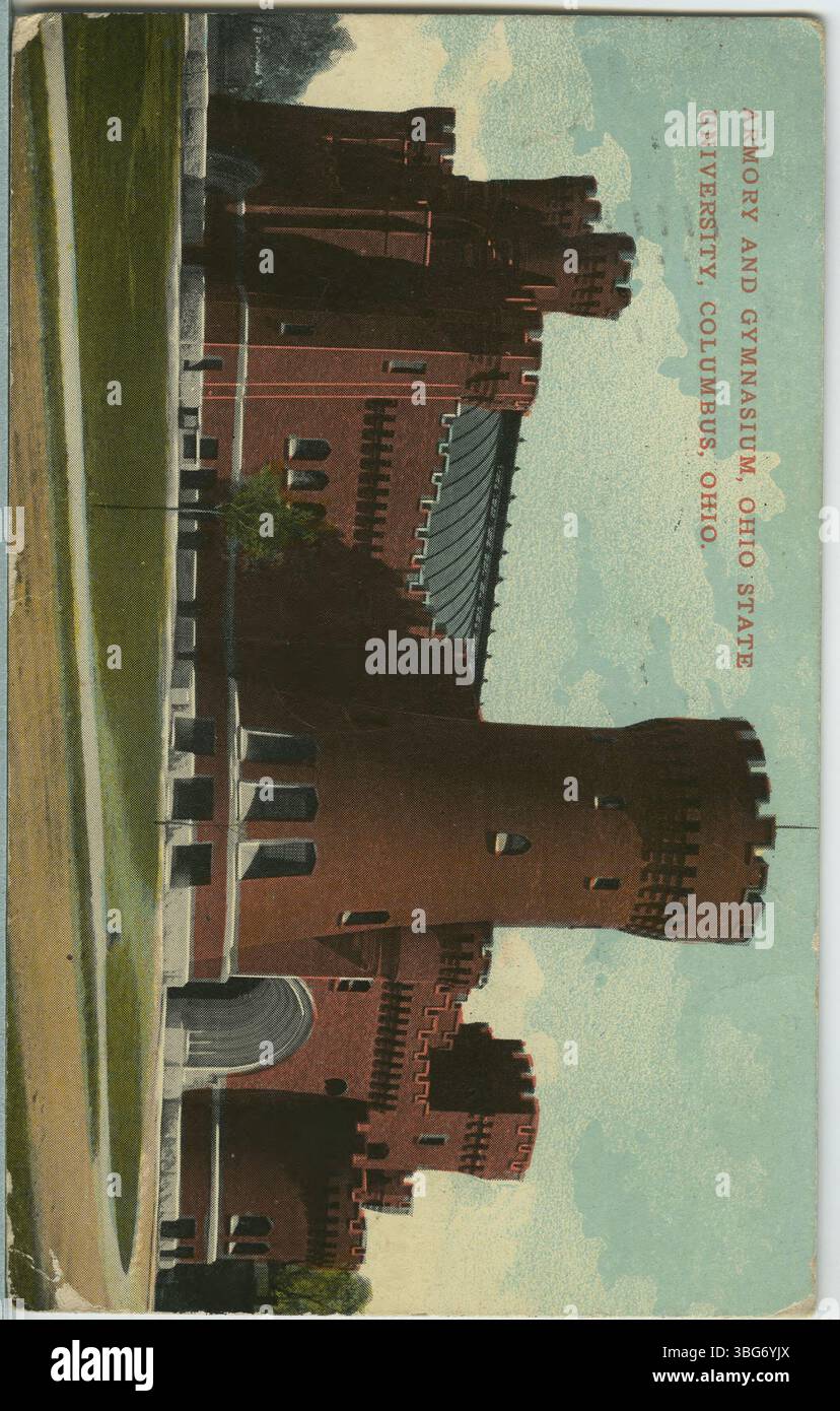 This 1912 image shows the Armory and Gymnasium at Ohio State University ...