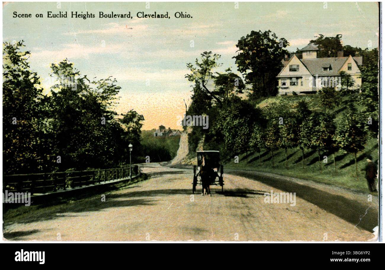 A 1910 photograph showing a scene on Euclid Heights Boulevard in east ...