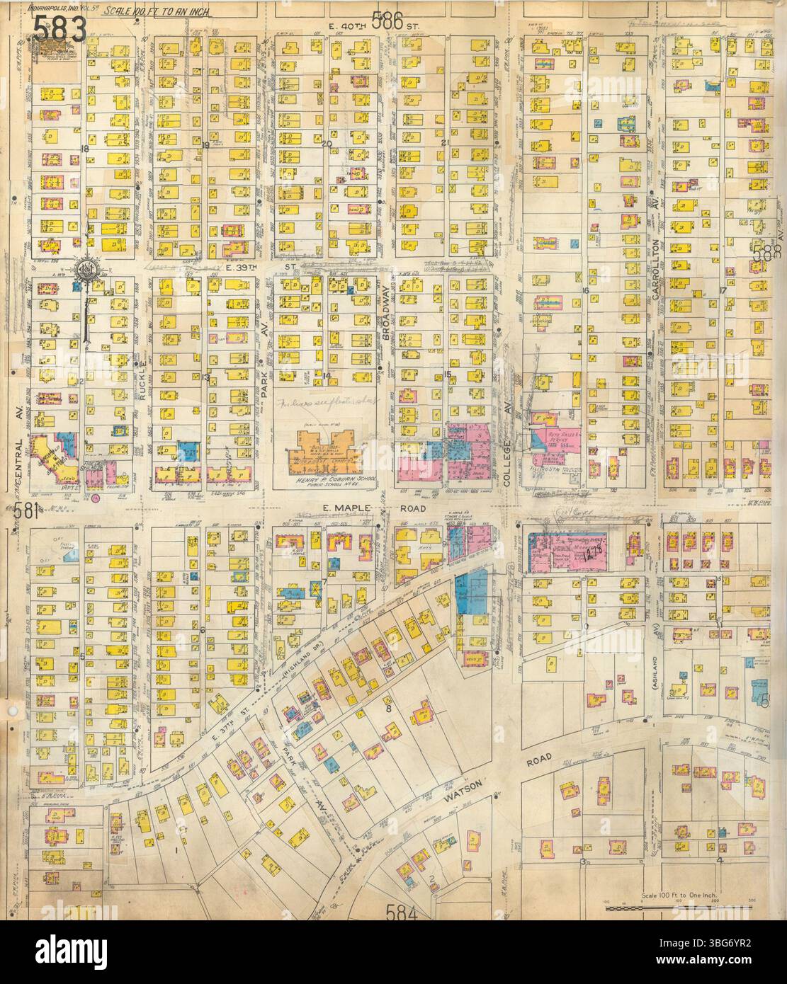 Indianapolis Sanborn Map #583, from 1941, captures the city’s layout ...