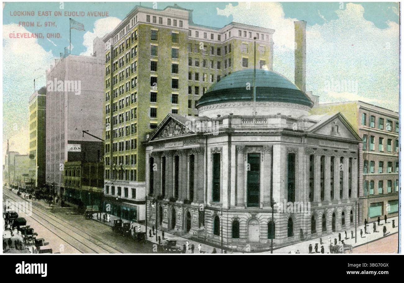 A 1913 view of Euclid Avenue in downtown Cleveland, Ohio, looking east ...