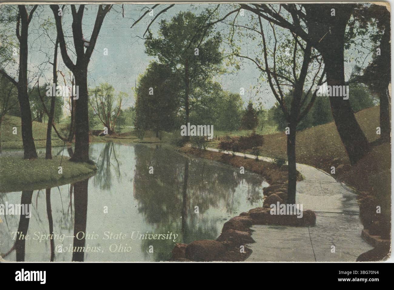 This 1909 photograph shows Mirror Lake, located on the campus of Ohio ...