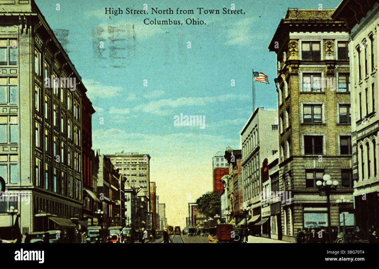 1924 photograph of South High Street in Columbus, Ohio, featuring ...