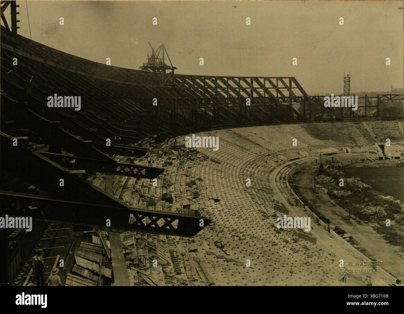 The Ohio State University Stadium, under construction in Fall 1922 ...