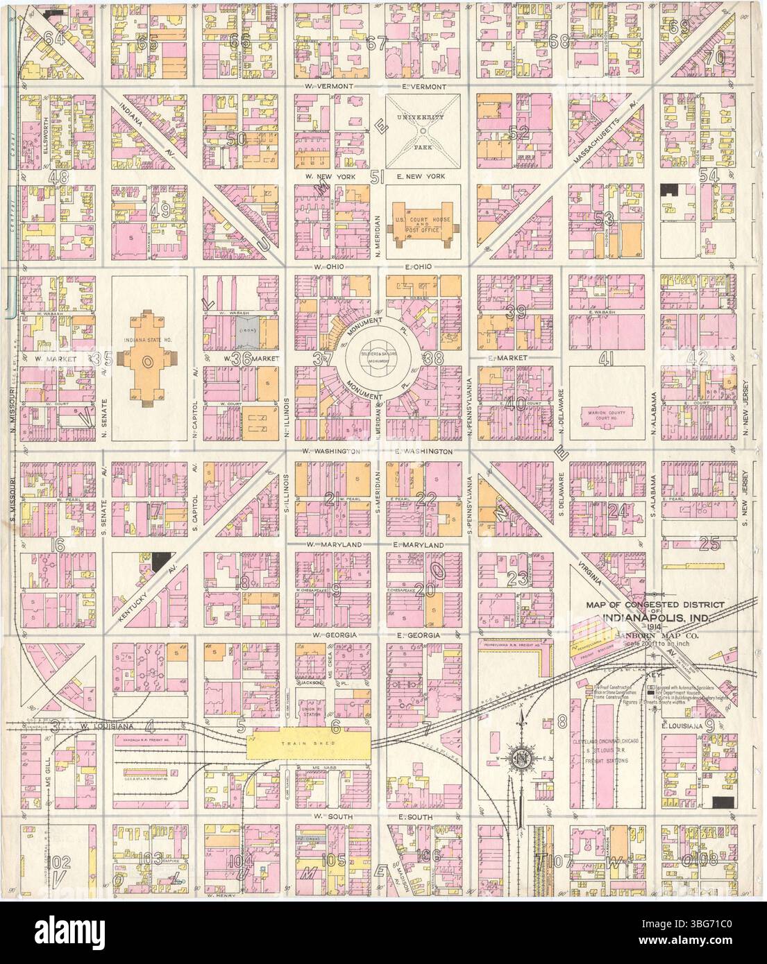 This 1915 Sanborn map of the Congested District in Indianapolis ...