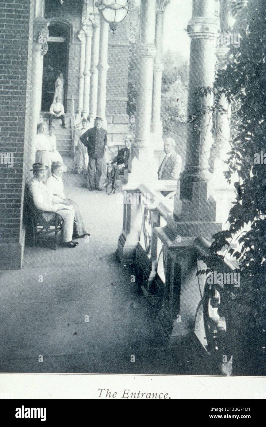 The entrance of Columbus State Hospital, established in 1877, shows ...