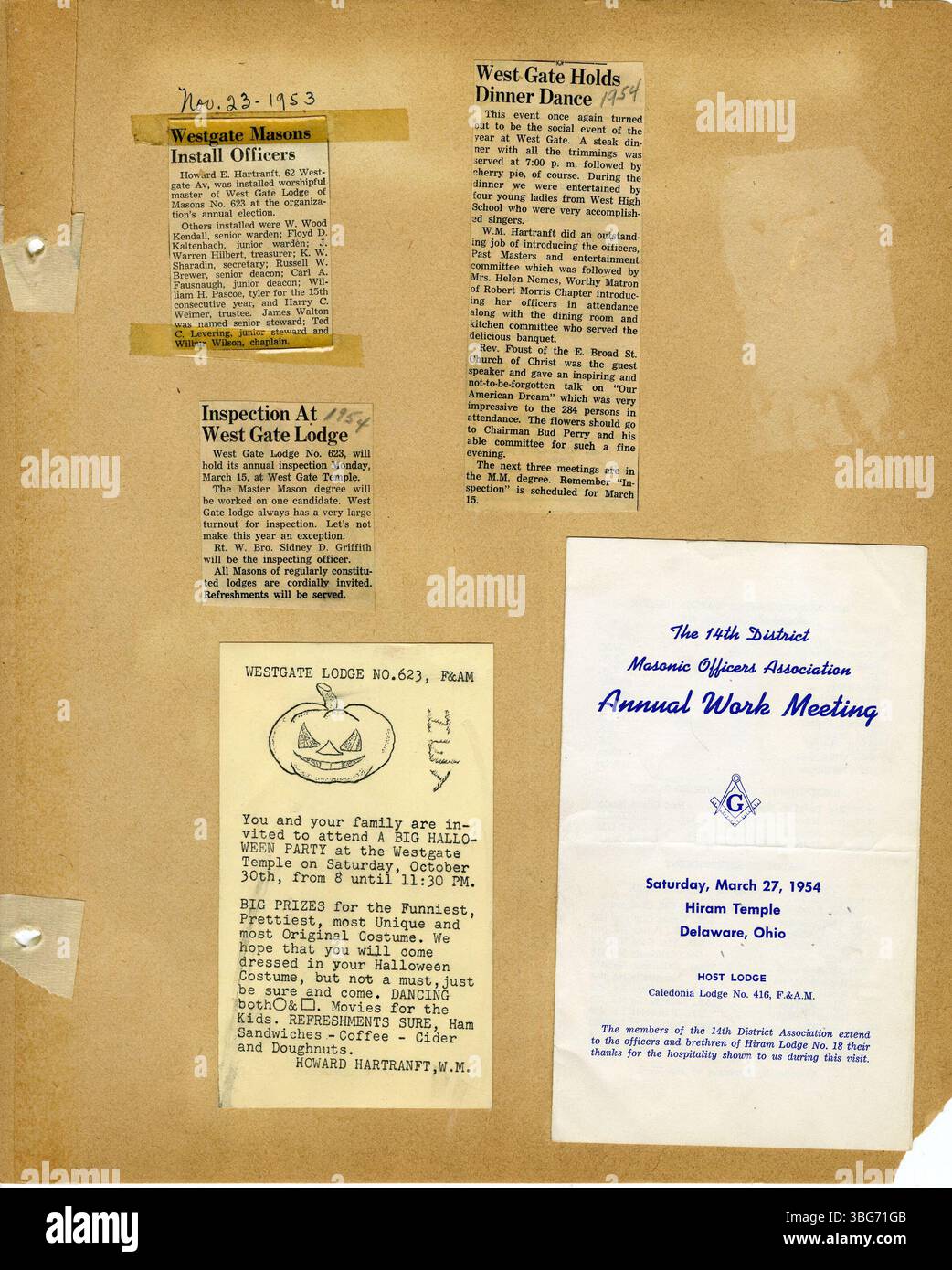 This page from the Floyd Kaltenbach scrapbook highlights the activities ...