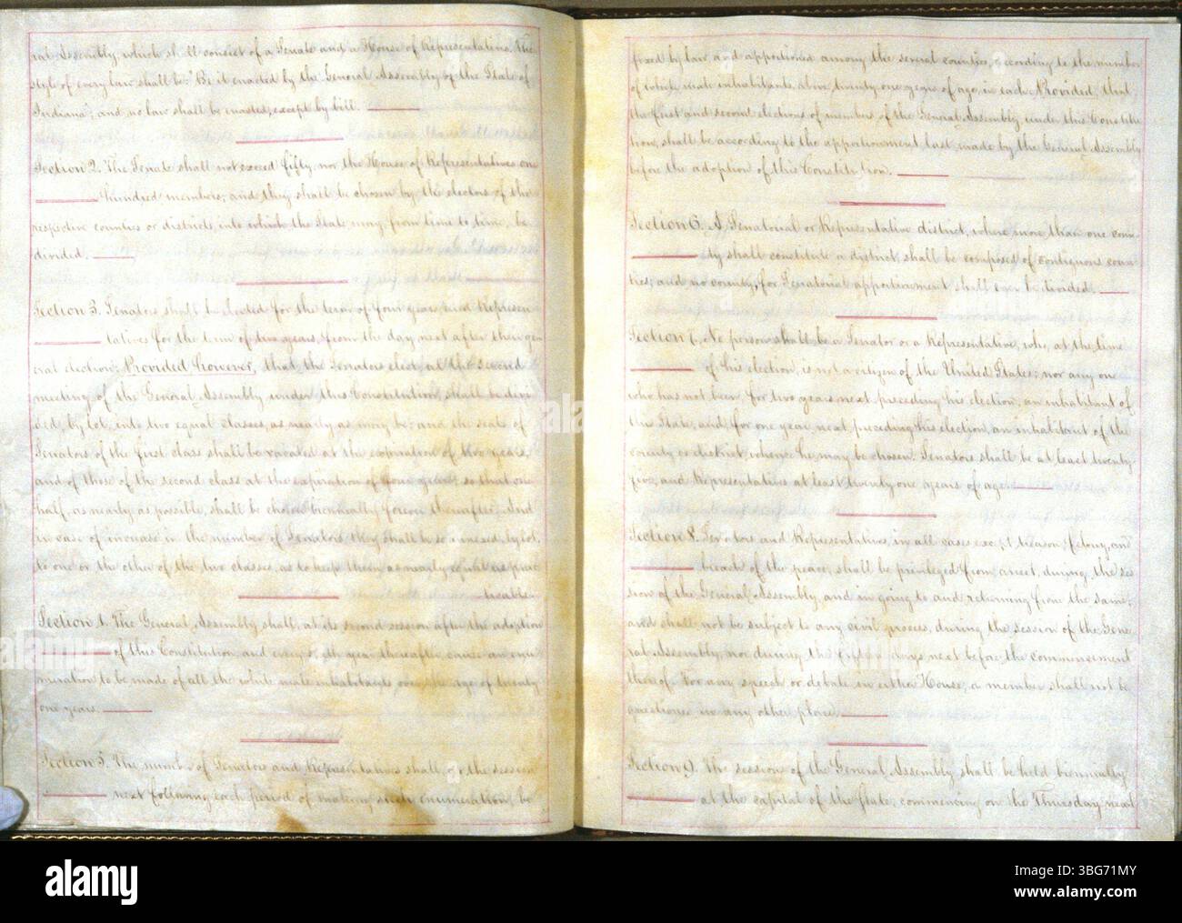 This page of the 1851 Indiana Constitution expands on the legal ...