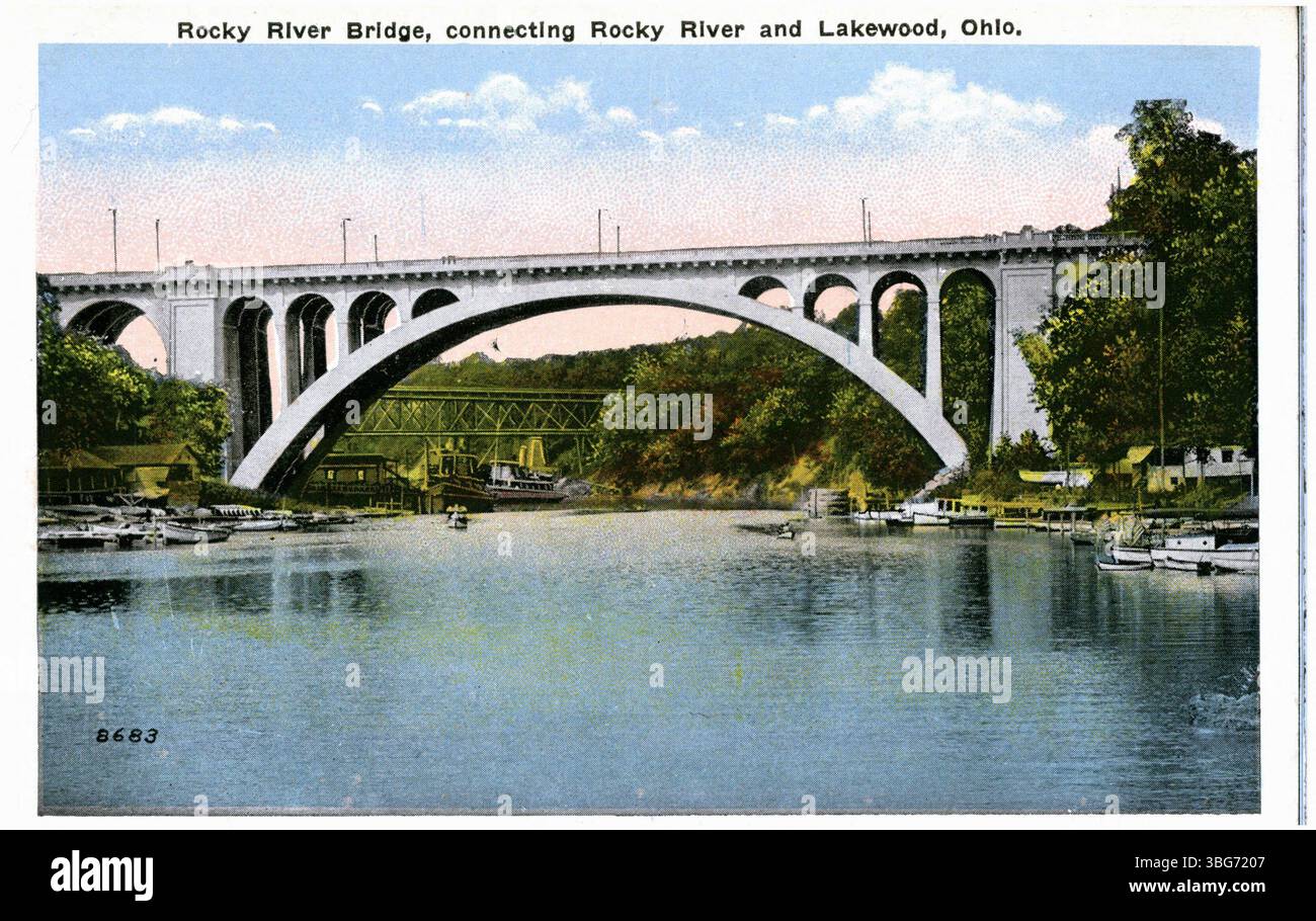 A photograph of the Rocky River Bridge, which connects Rocky River and ...